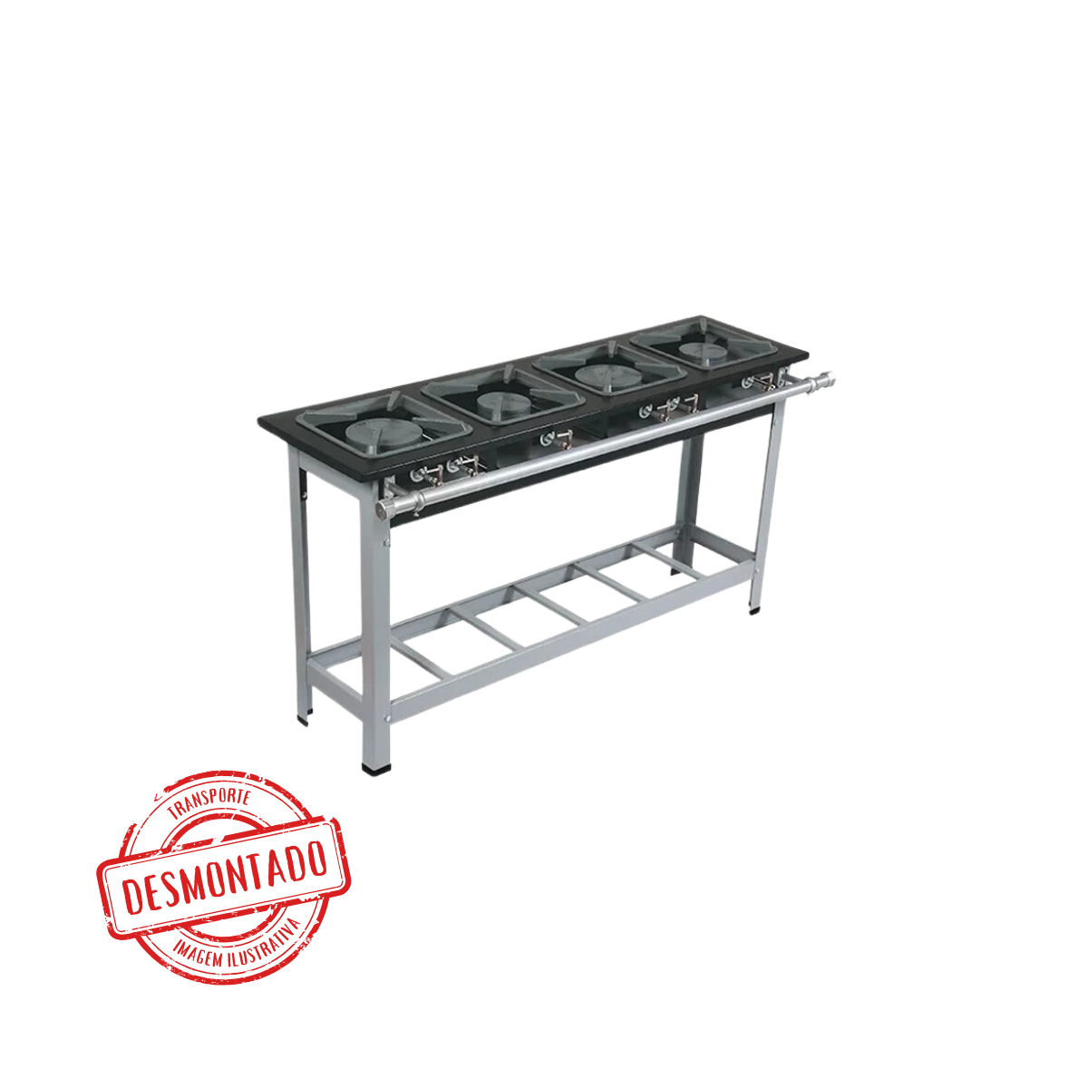 Fogão Industrial 4 Bocas Simples Alta Pressão 30x30 M08 Metalmaq
