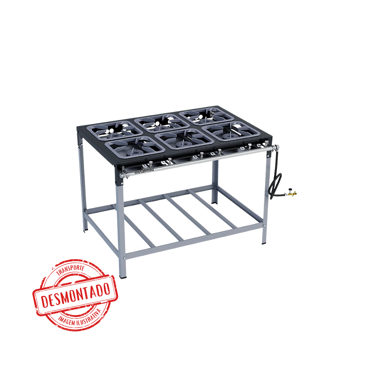 Fogão Industrial 6 Bocas Simples Alta Pressão 30x30 M15 Metalmaq